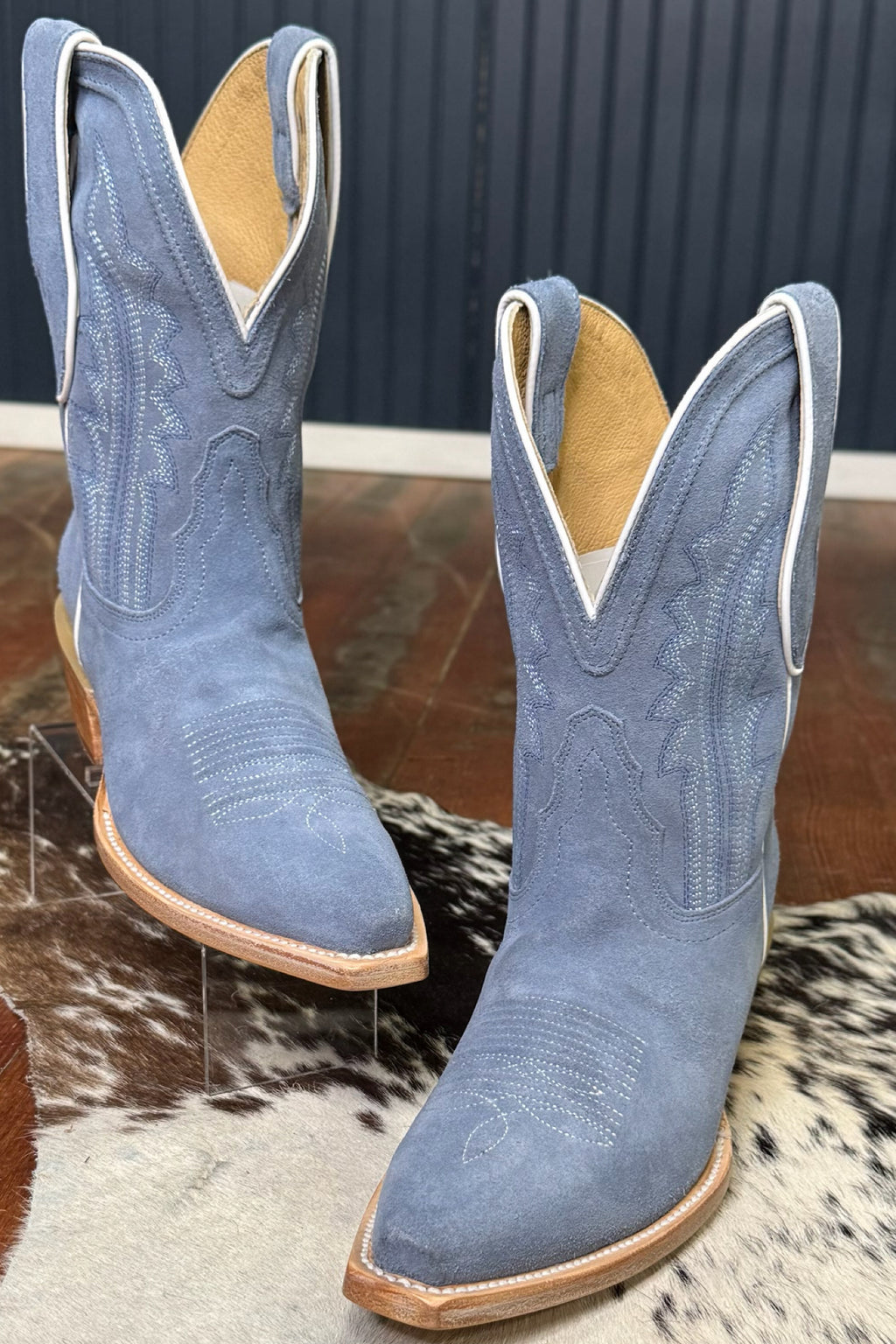 Lea Cornflower Suede Boot | GALLOP 'N GLITZ – Gallop 'n Glitz